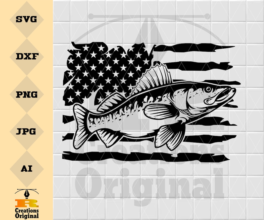 Walleye Fish SVG: American Flag Fishing Design (digital Download) - Etsy UK