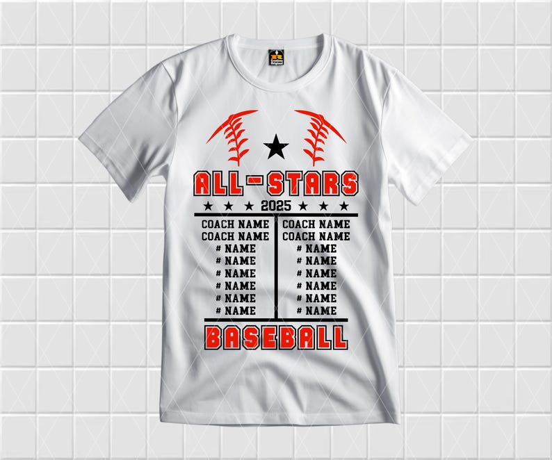 Personalized All Stars Baseball Svg Png: Baseball Team Roster (digital ...