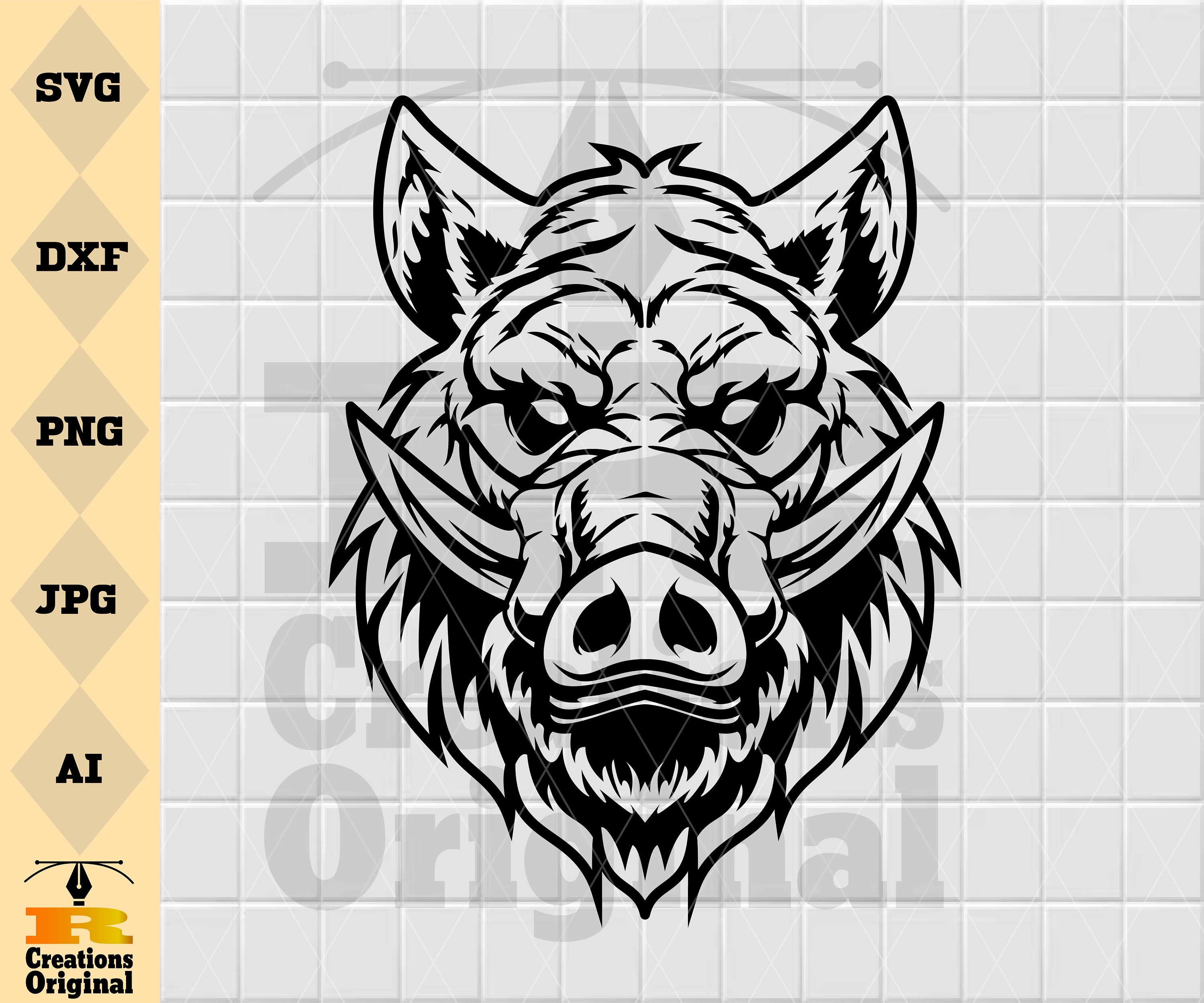 Wild Boar Head SVG: Razorback Mascot Vector Design (digital Download ...