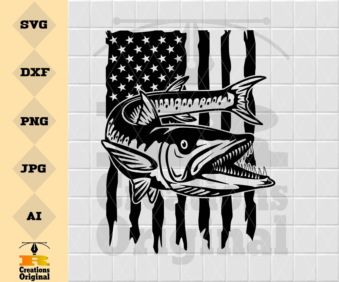US Barracuda Svg Barracuda Fish Svg Fishing Svg Barracuda Cutfile ...