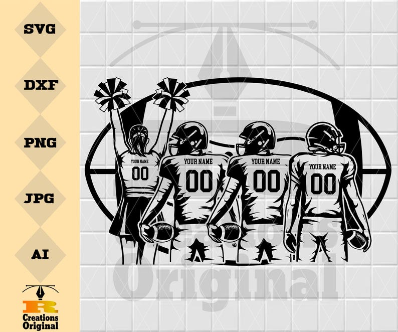 Cheerleader & Football Player SVG: Cheer Dance Clipart (digital ...