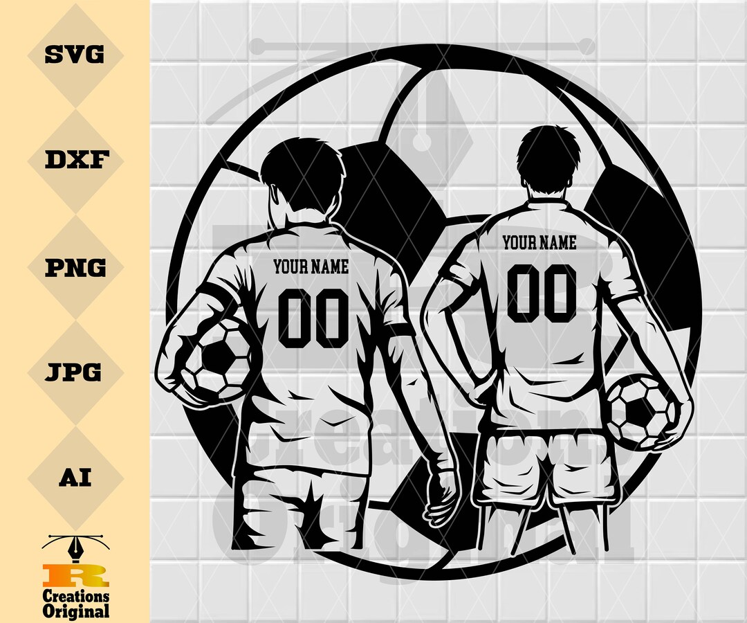 Two Personalize Soccer Player Svg | Two Soccer Boy Svg | Soccer Dad Svg ...