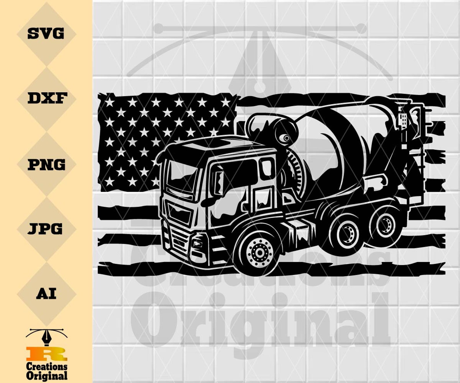 US Concrete Mixer Truck Svg Us Cement Mixer Svg Construction Svg Truck ...