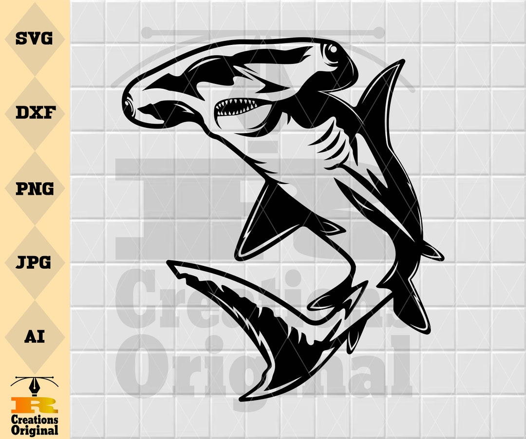 Hammerhead Shark Svg | Silhouette Clipart (png, Jpg, Dxf, Eps) - Etsy