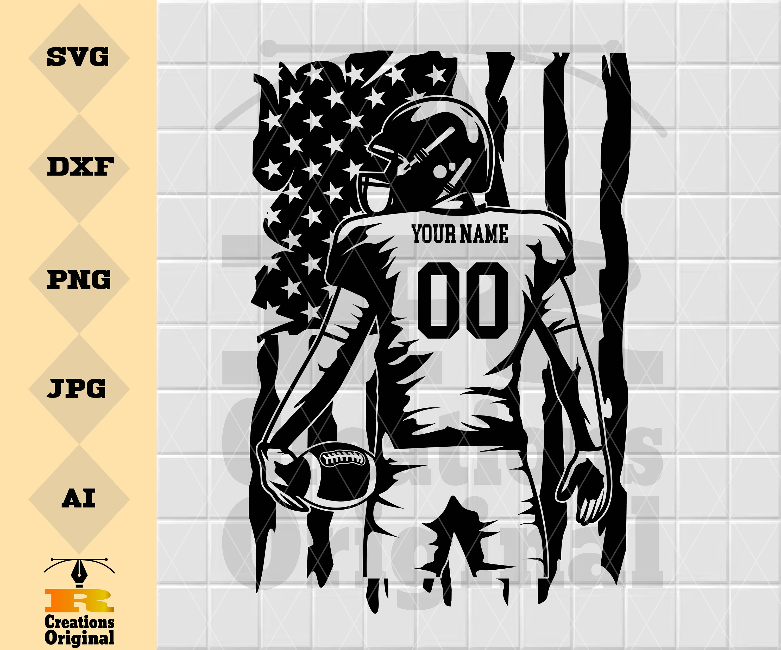Personalized Football Player SVG: Name & Number, Sublimation Design ...