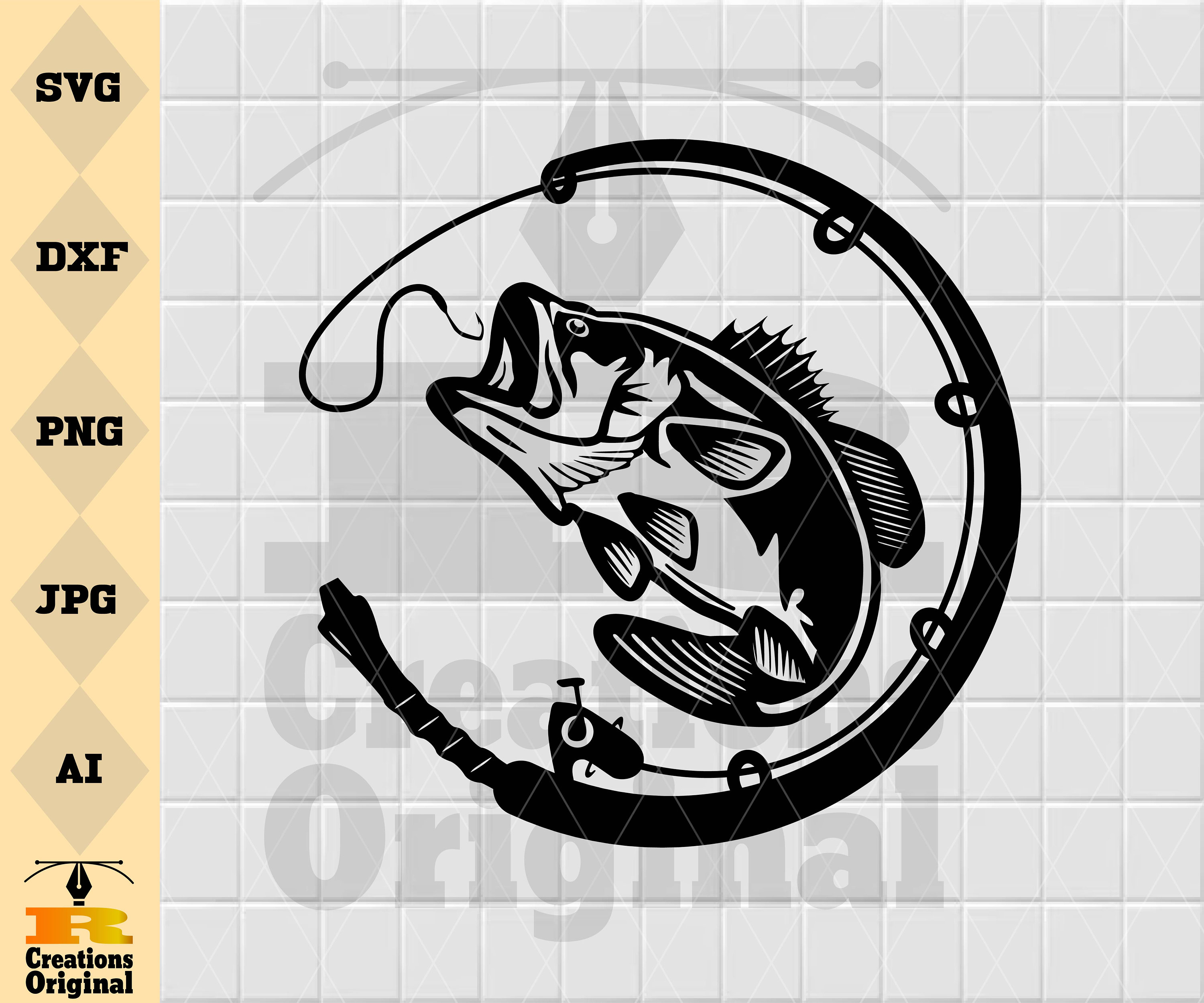 Bass Svg File | Bass Fishing Svg | Jumping Bass Svg | Fishing Svg ...