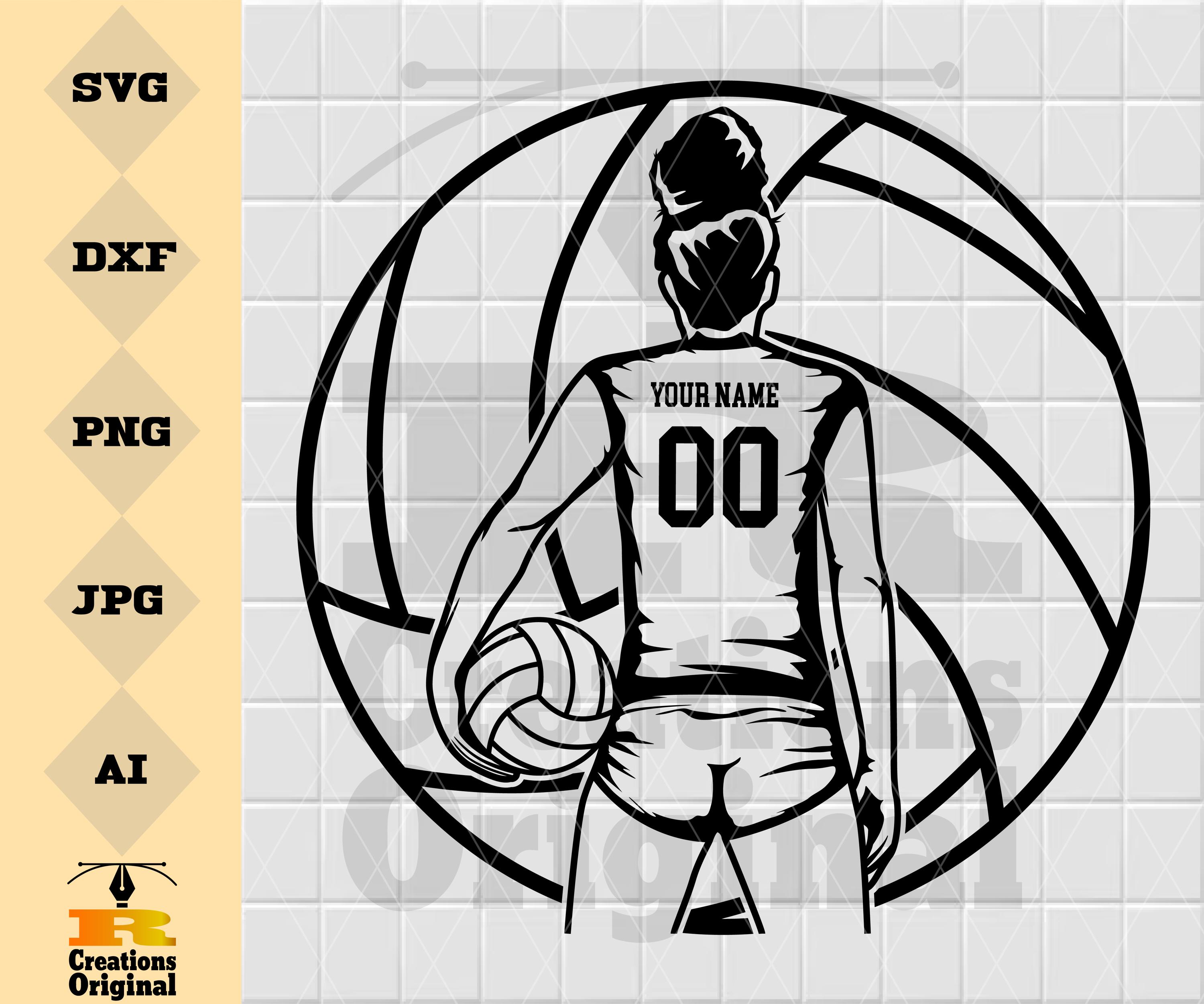 Personalized Volleyball Player SVG: Custom Name Clipart (digital ...