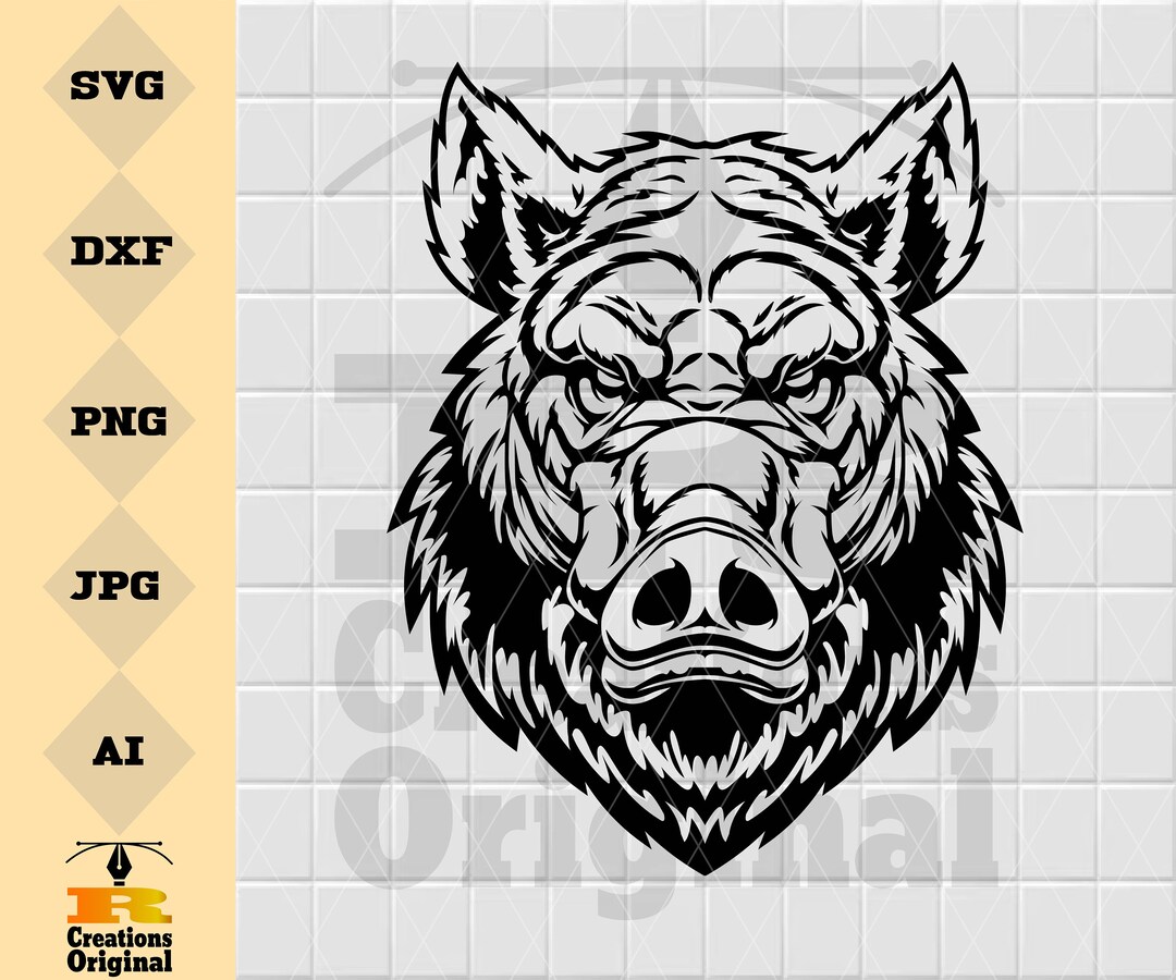 Wild Boar Svg | Boar Head Svg | Hog | Razorback | Angry Animal Head ...