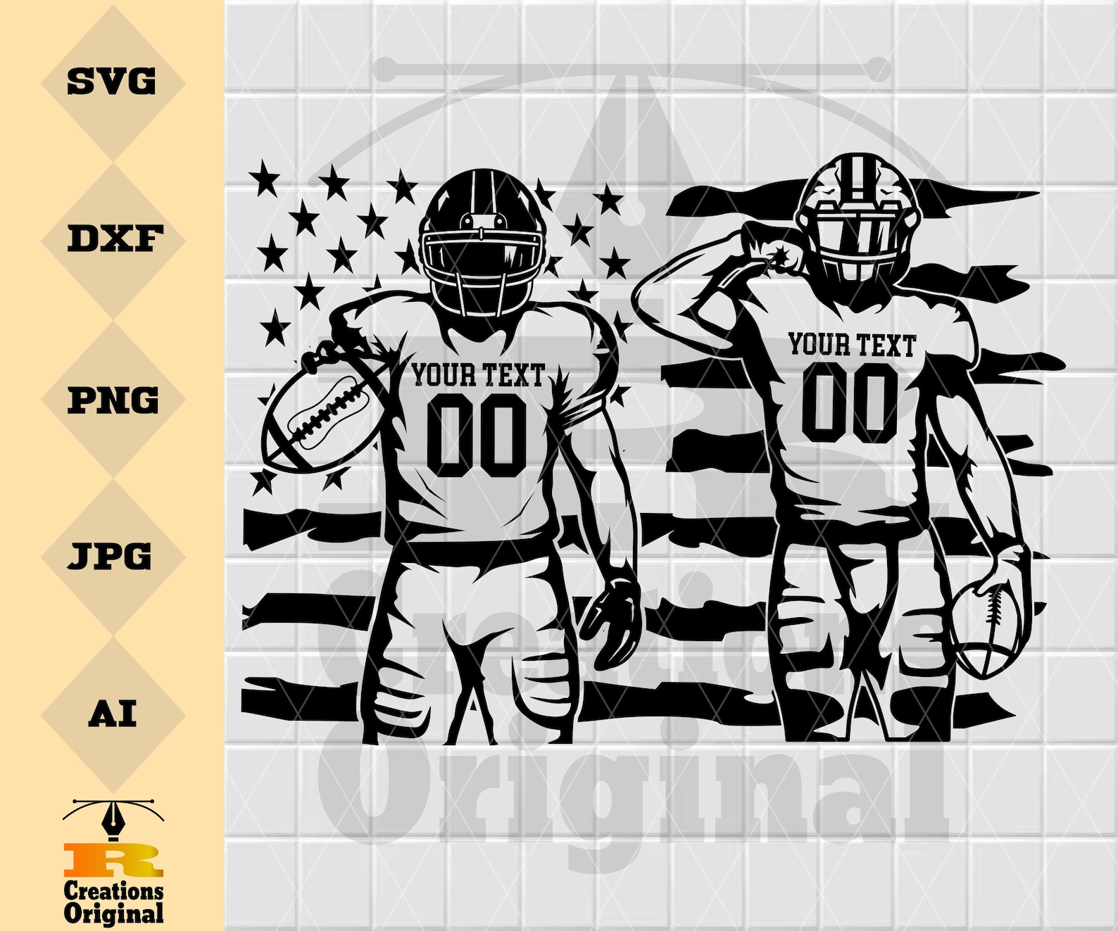 Personalized Football Players SVG: Superbowl Clipart (digital Download ...