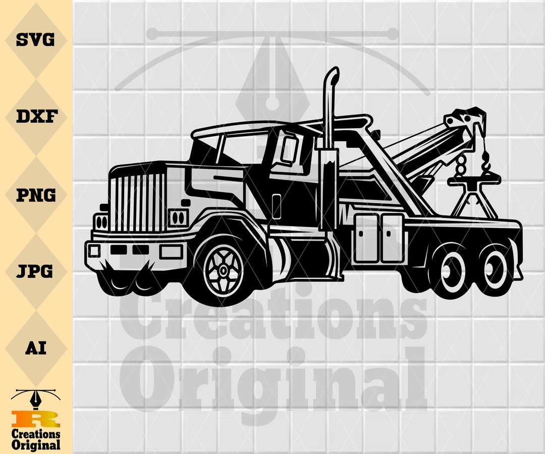 Towing Truck SVG | Vintage Car Towing SVG | Towing Truck Decal Drawing ...