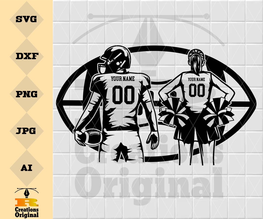 Football Player & Cheerleader SVG: Personalized Team Design (digital ...