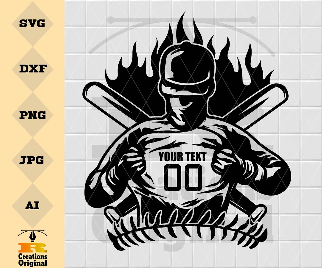 Custom Baseball Player SVG: Team Name Design (digital Download) - Etsy