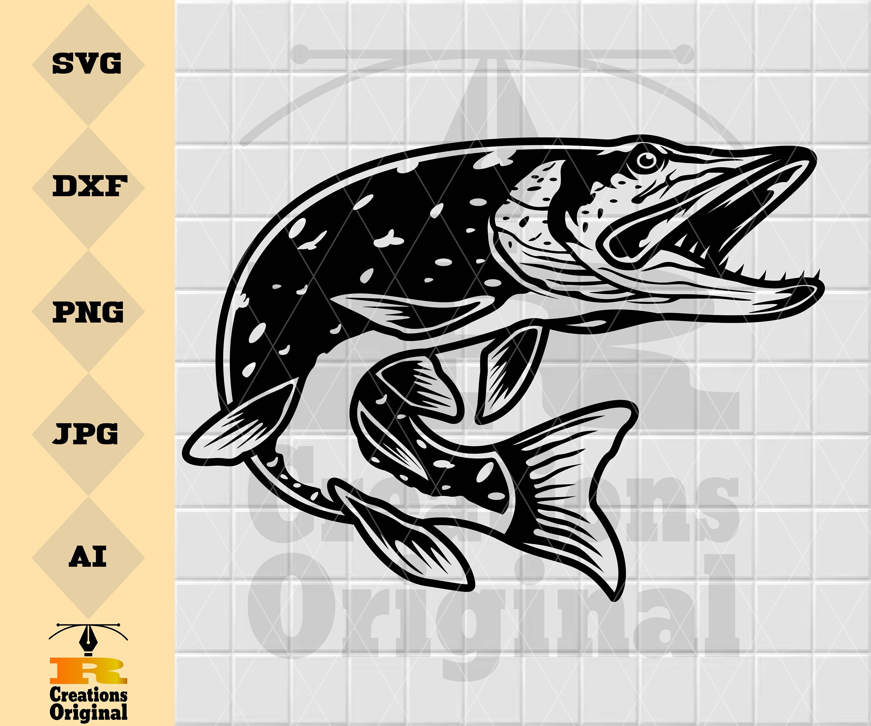 Pike Fishing Svg | Pike Fish Svg | Freshwater Fish Svg | Fishing Shirt ...