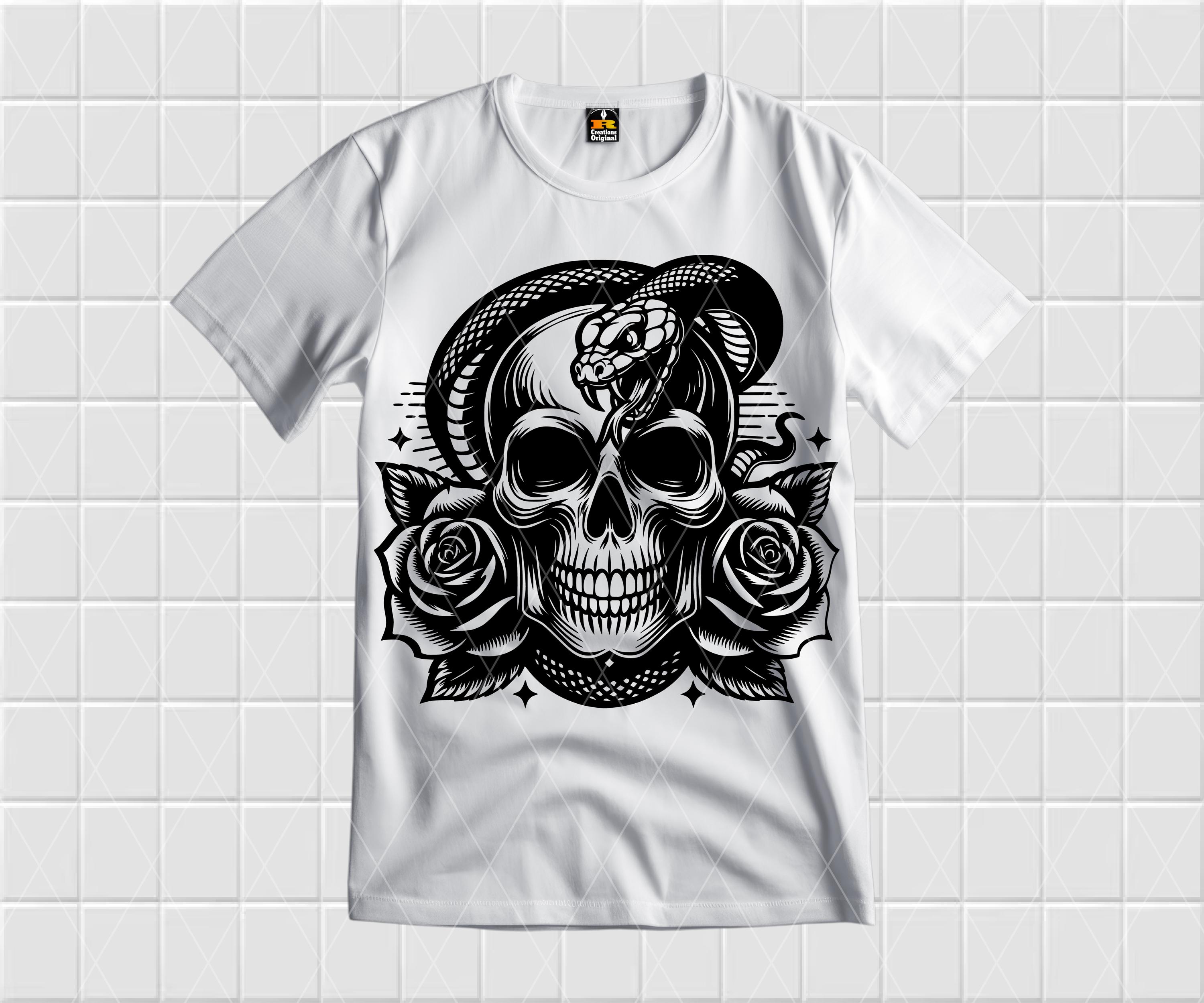 Snake Skull Rose Svg Grim Reaper Tattoo Skull Vector Silhouette Cameo ...