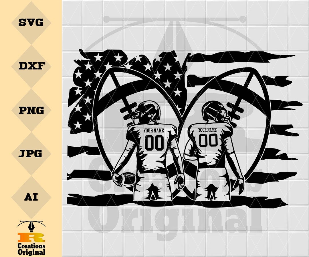 US Two Football Players Svg | US Personalized Name | Football Name Svg ...