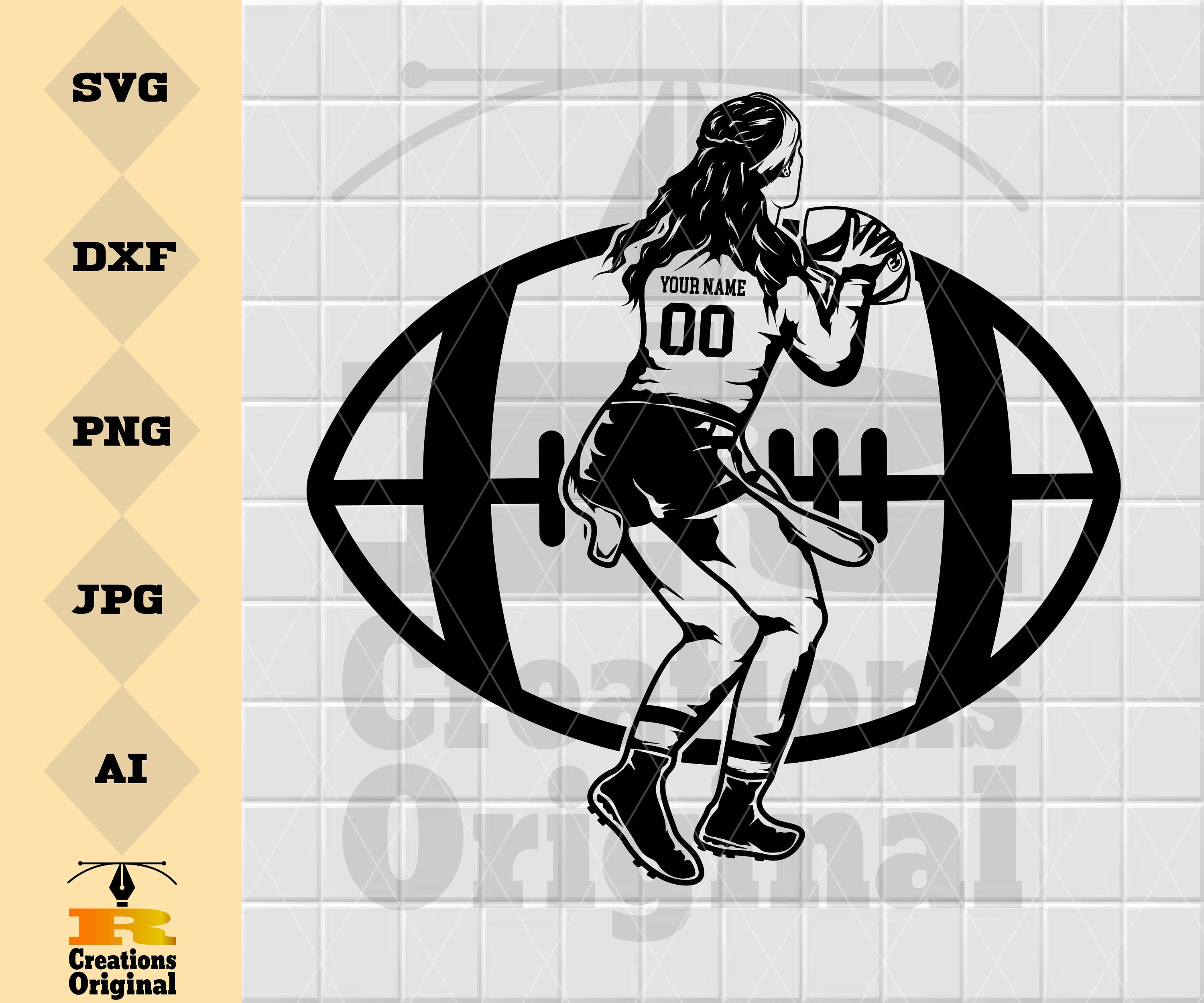 Personalized Flag Football Girl SVG: Sublimation Designs (digital ...