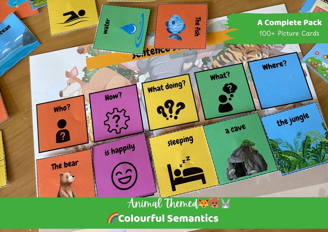 Animal Sentence Building Cards: Preschool Speech and Language Printable ...