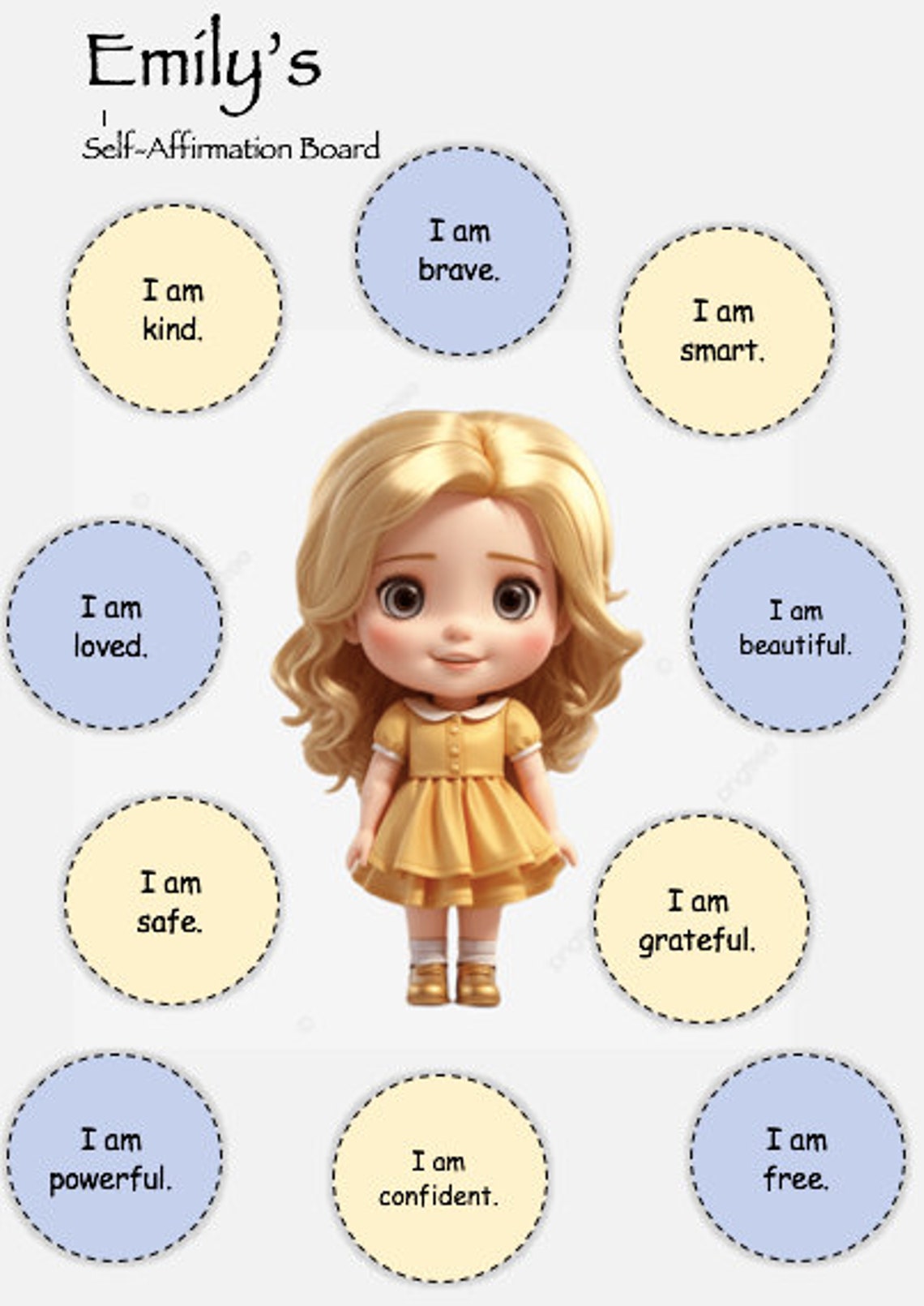 Editable Self Affirmation Poster for Girls: Positive Mental Health ...