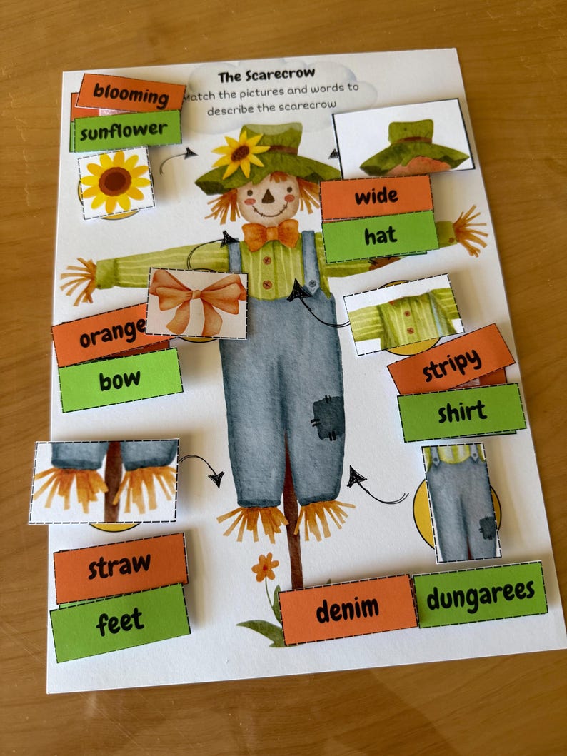Scarecrow Character Description Fall Activity: Autumn Preschool ...