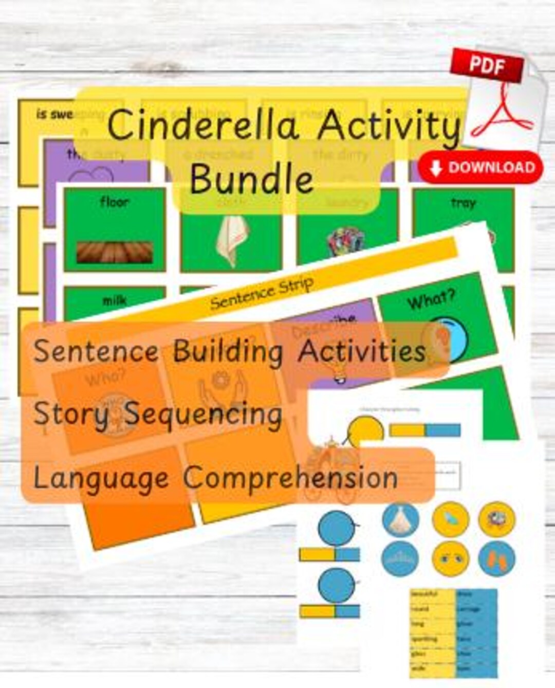 Cinderella Activity Bundle for Children's Sentence Building for ...