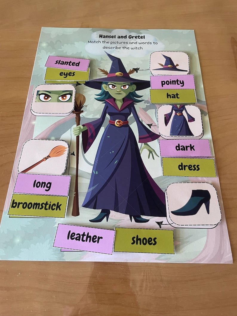 Witch Matching Game | Hansel and Gretel Printable Activity for Toddler ...