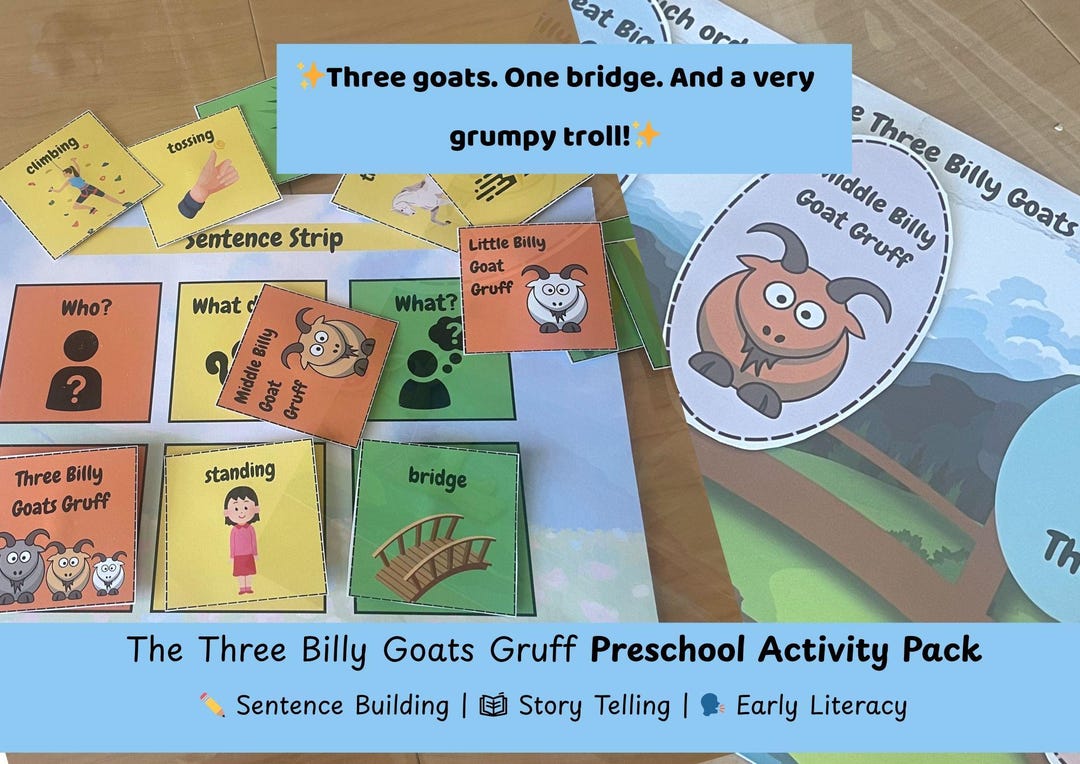 The Three Billy Goats Gruff Preschool Activity Bundle, Sentence ...
