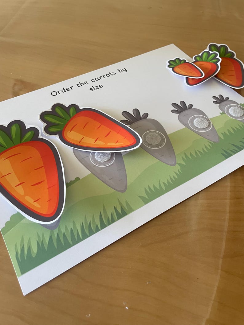 Carrot Size Ordering Printable: Preschool Math Worksheet (PDF Download ...