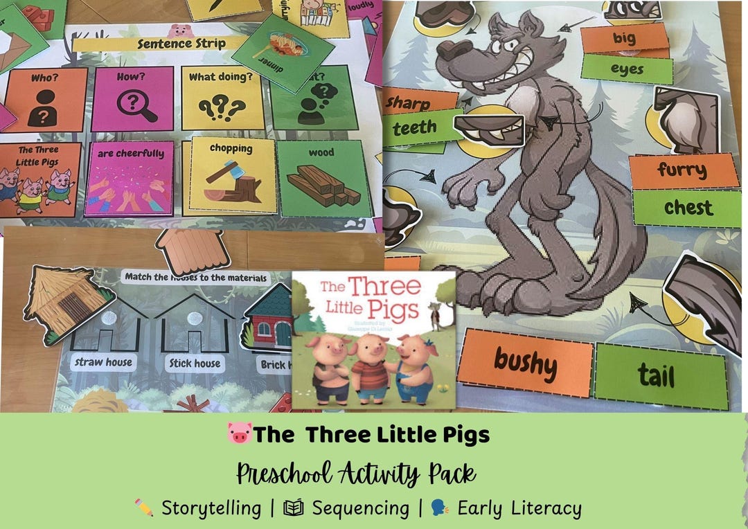 Buy Three Little Pigs Speech Therapy Pack: Preschool Sentence Building ...