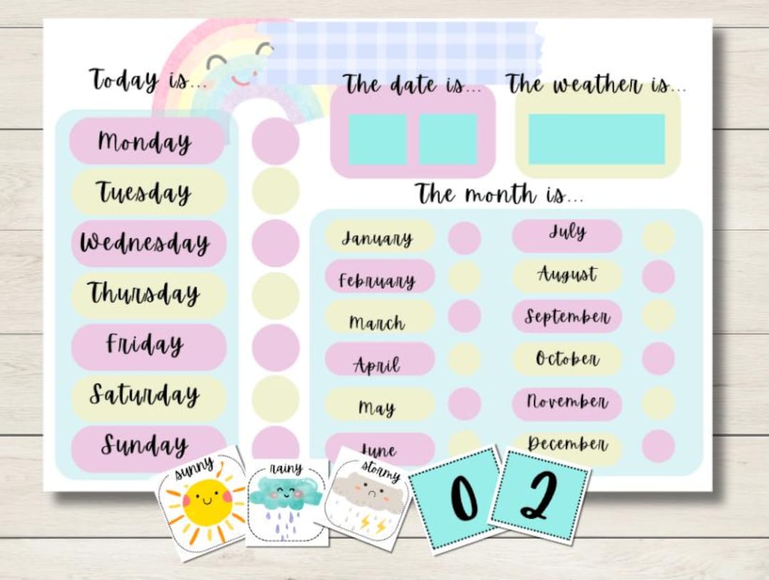 Autism Friendly Interactive Calendar for Children, Learn Date,week ...