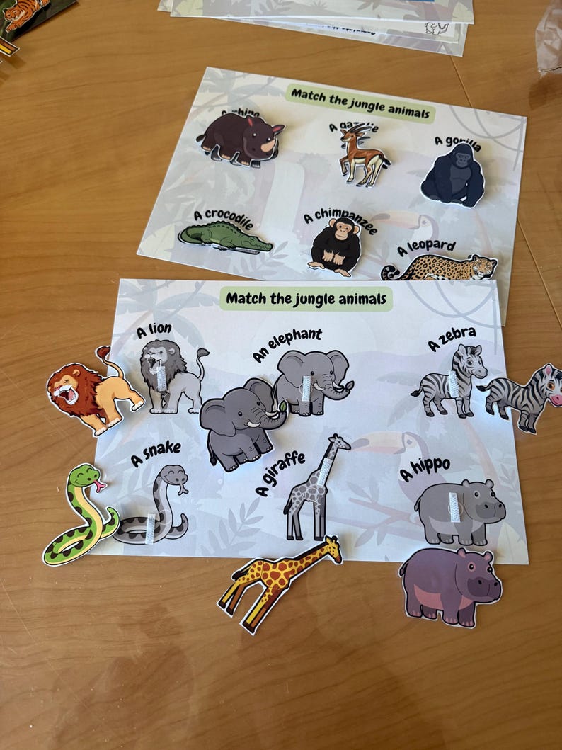 Toddler Jungle Animal Matching Game | Preschool Printable Activity ...