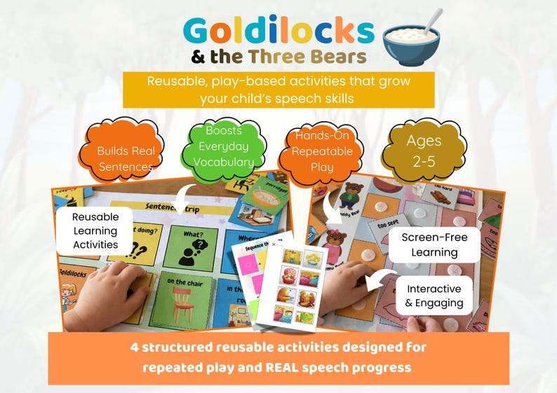 Goldilocks Printable Activity Bundle for Toddlers | Preschool Learning ...