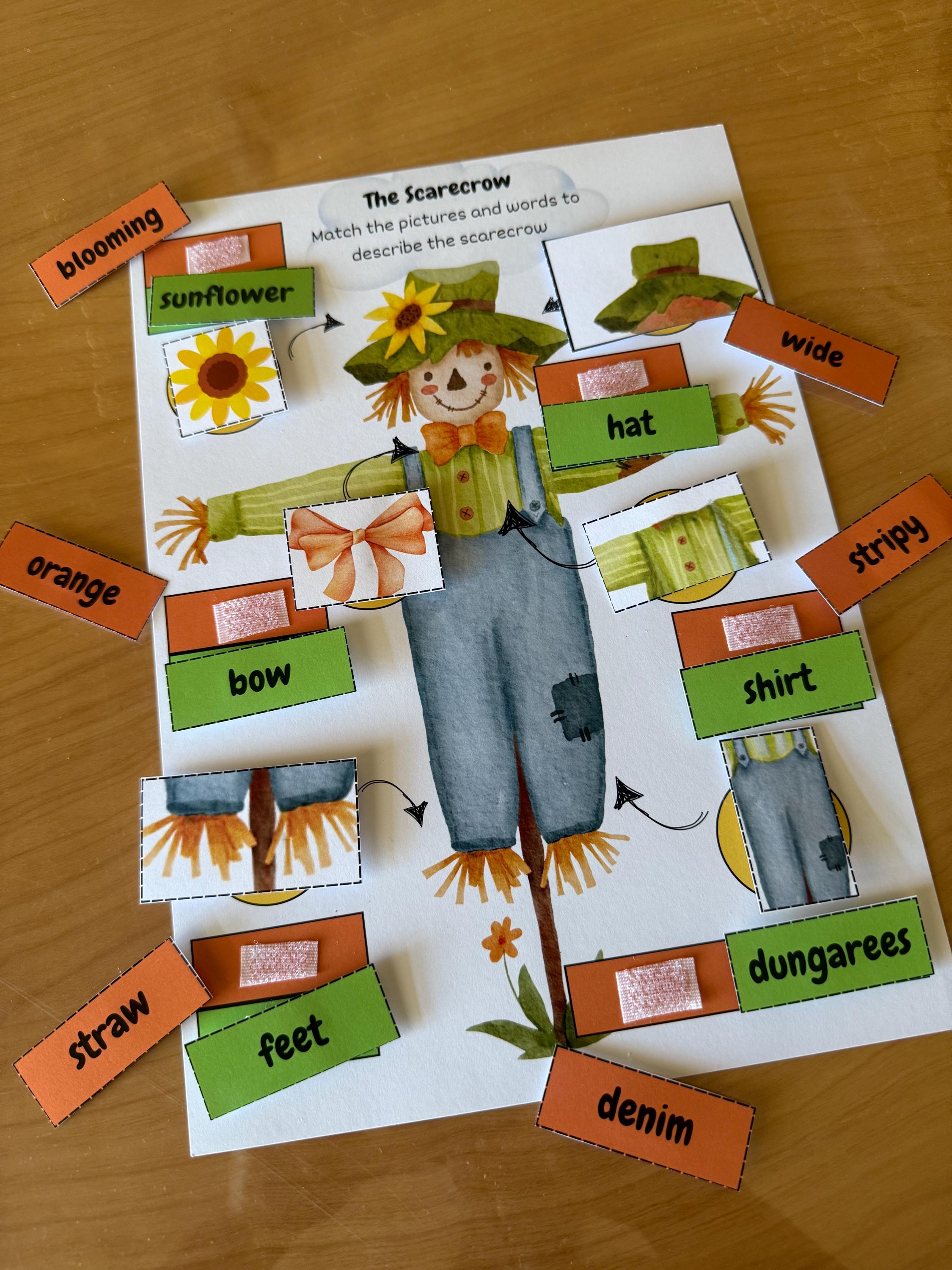 Scarecrow Character Description Fall Activity: Autumn Preschool ...