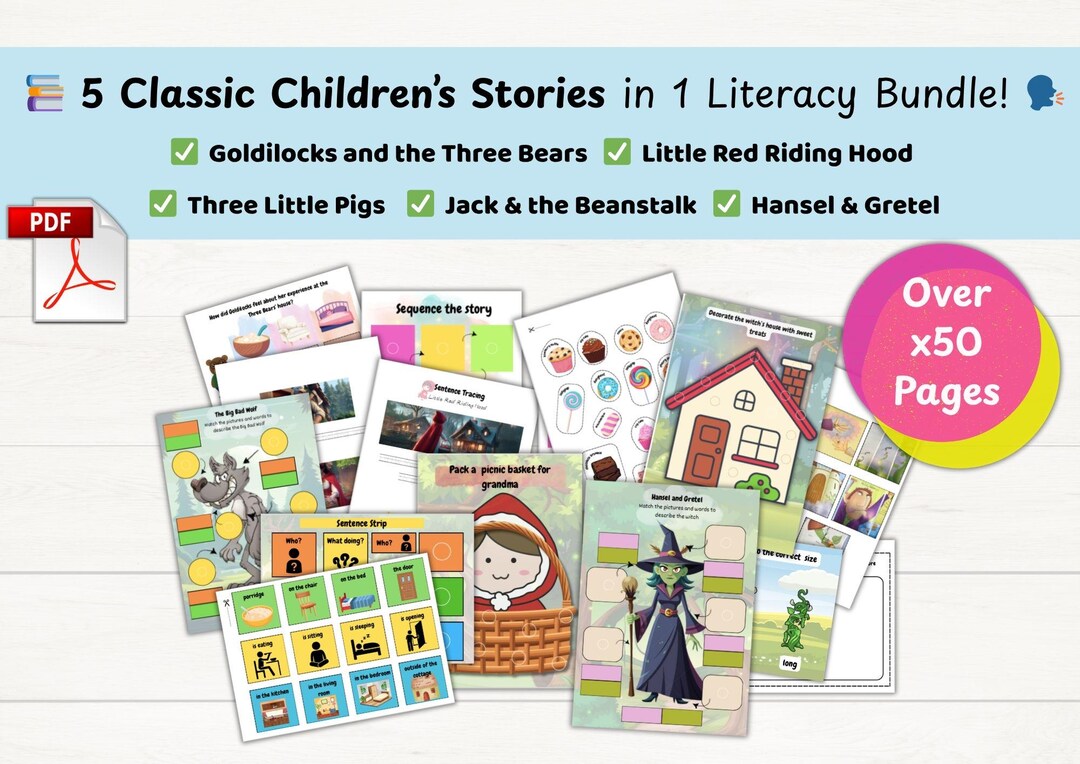X5 Fairy Tale Literacy Preschool Printables for Kids Story Role Playing ...