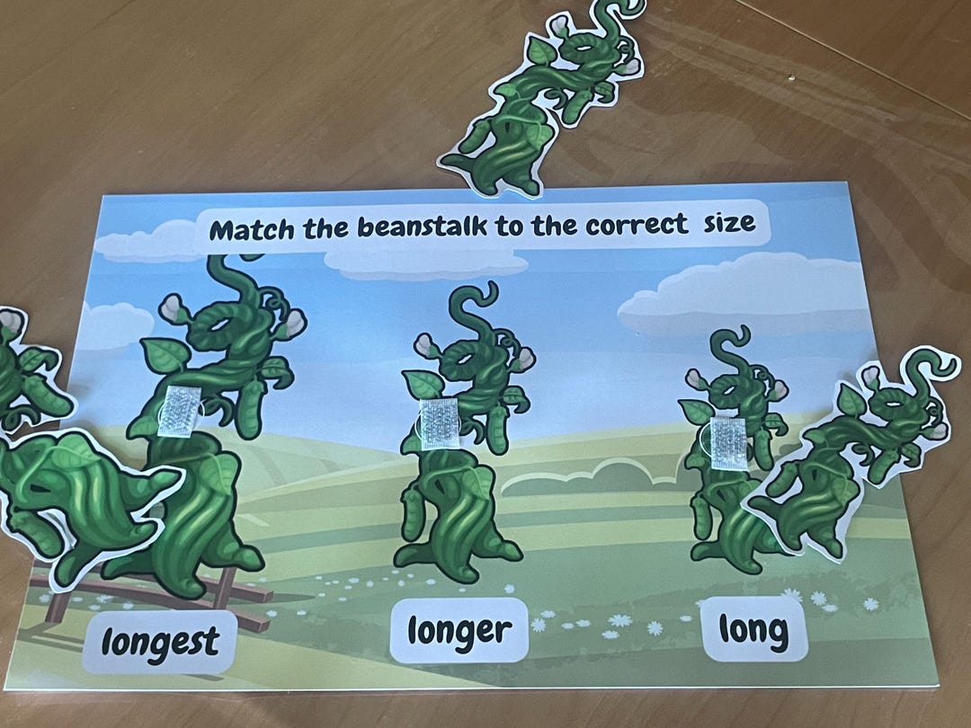 Jack and the Beanstalk Size Sorting Activity: Preschool Math Printable ...