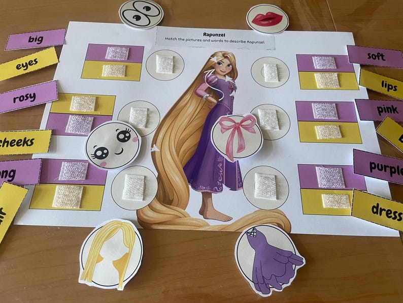 Rapunzel Character Description Matching Game: Preschool Vocabulary ...
