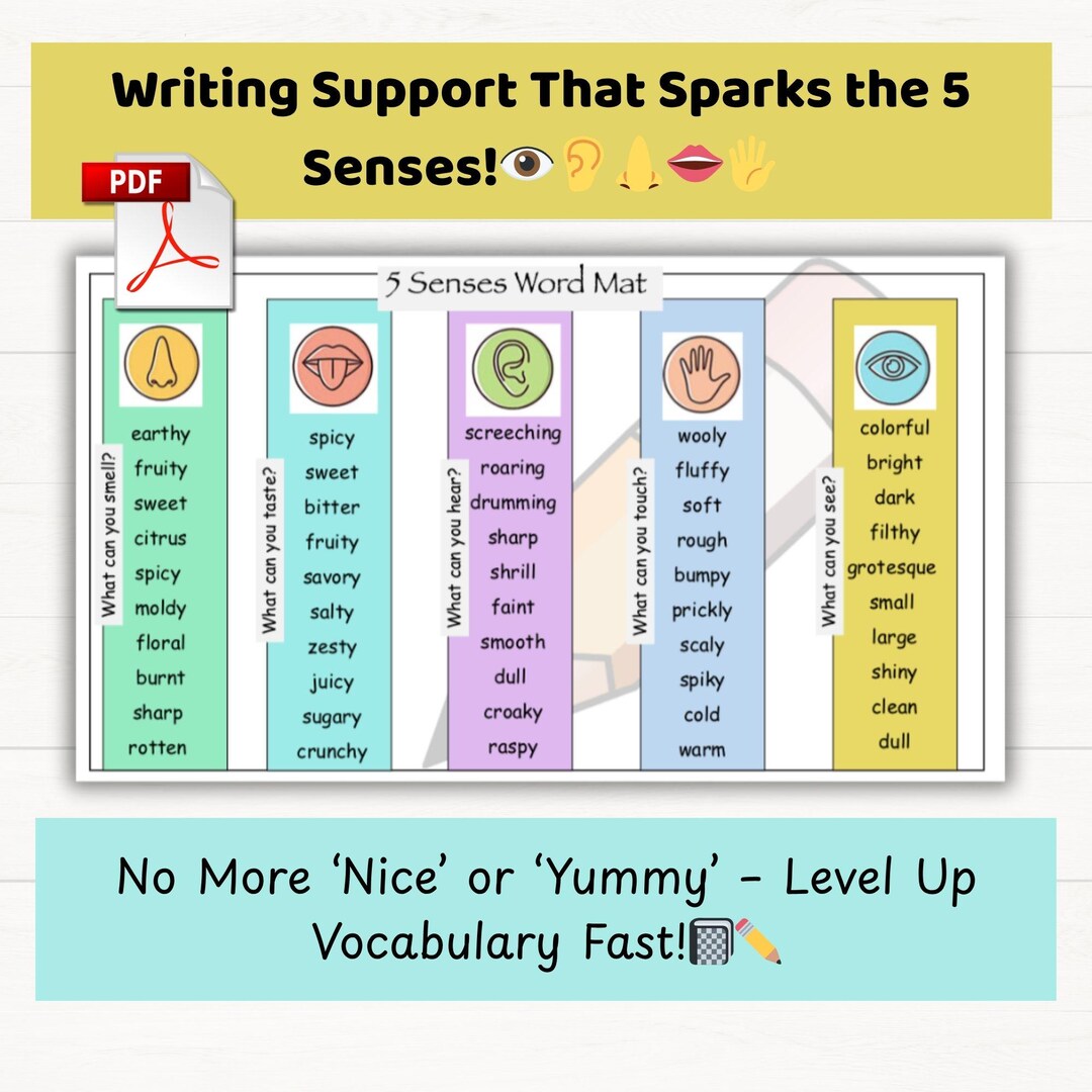 5 Senses Poster for Classroom Printables for Kids Writing Support ...