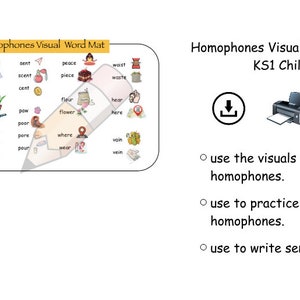 Homophones Visual Word Mat for Primary Children for Vocabulary Building ...