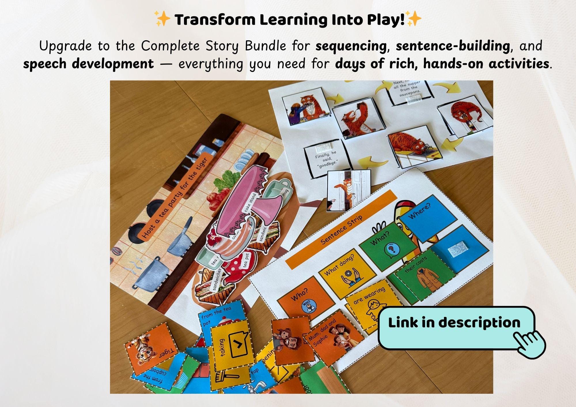 Tiger Who Came to Tea Story Sequencing: Preschool Literacy Printable ...