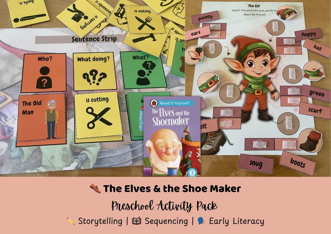 Elves and Shoemaker Winter Story Printable: Preschool Literacy ...