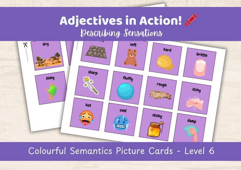 Adjectives Describing Sensations Flash Cards: Colourful Semantics ...