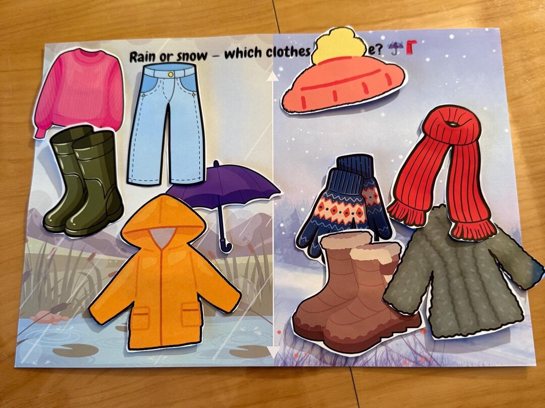 Winter Weather Clothes Matching Game: Montessori Printable (digital ...