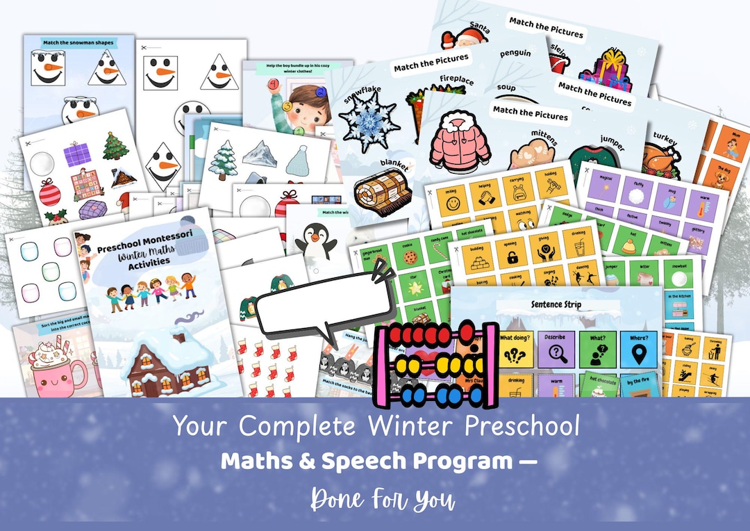 Winter Preschool Super Bundle | Montessori Math + Winter Colourful ...