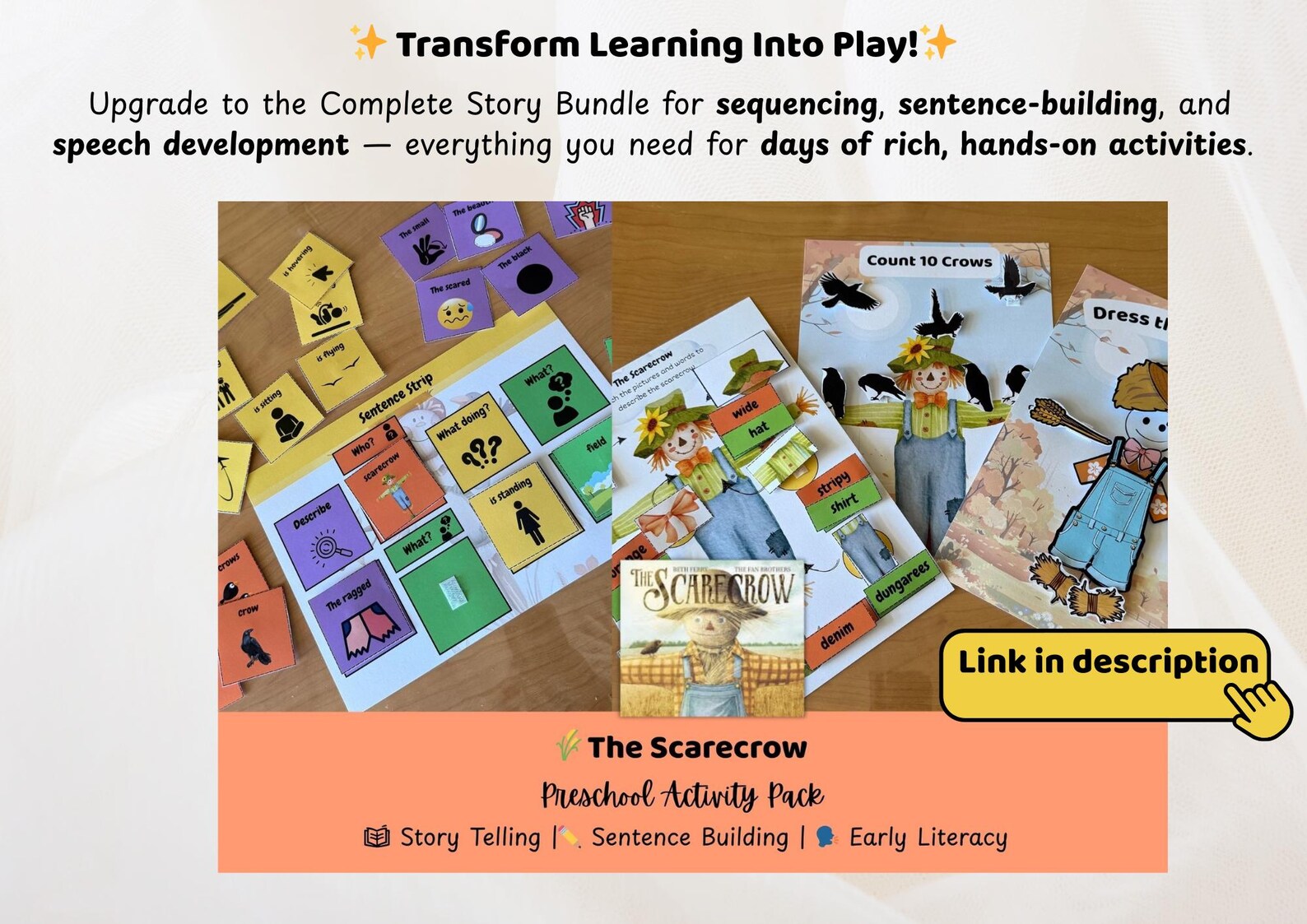 Autumn Scarecrow Counting Activity: Fall Theme, Preschool Math ...