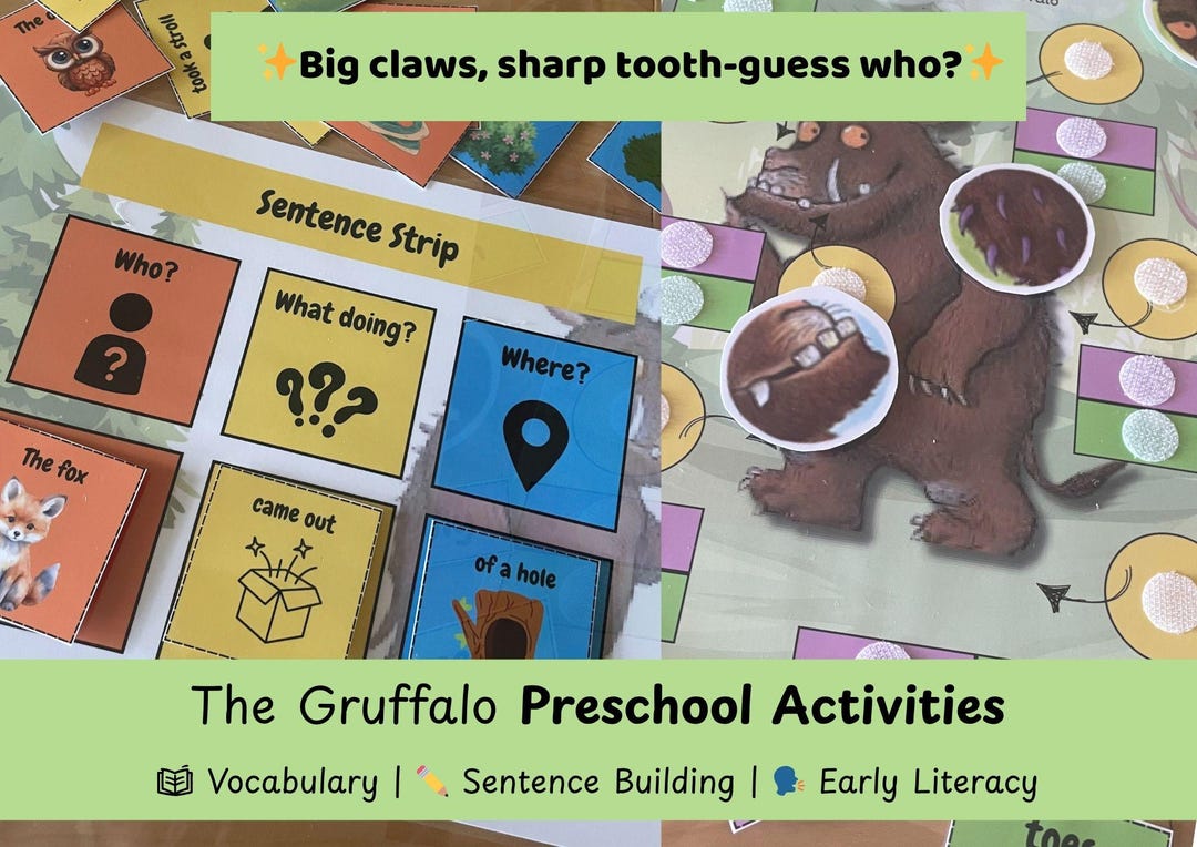 The Gruffalo Preschool Activity Bundle, Sentence Building, Who What ...