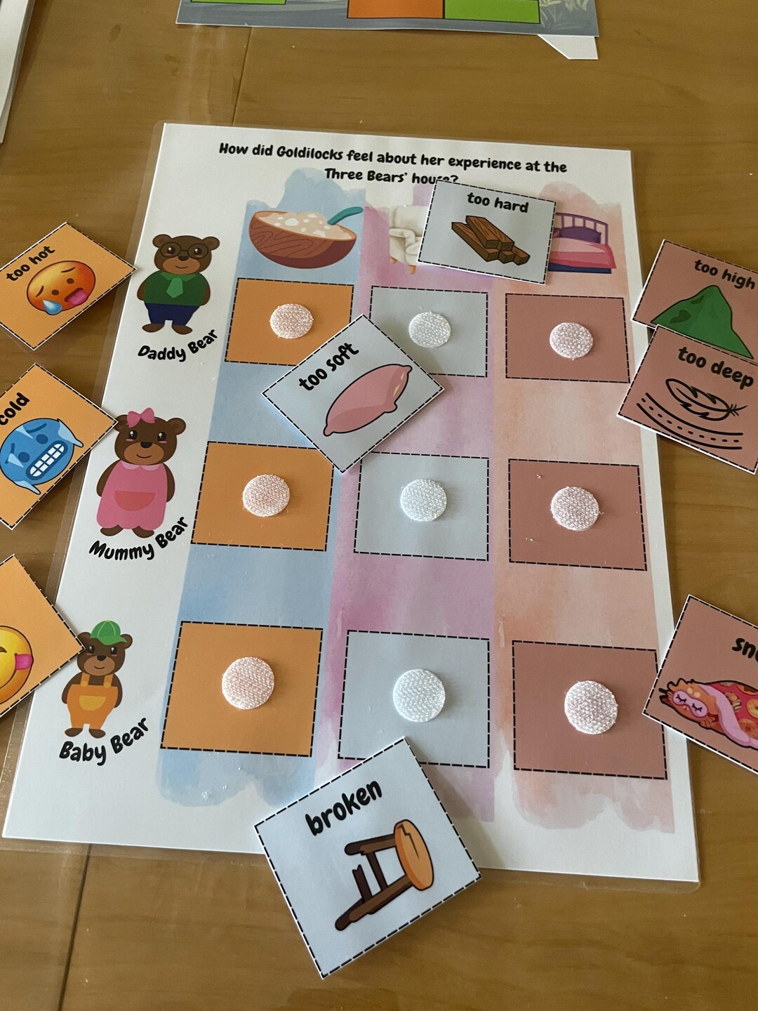 Goldilocks Fairy Tale Learning Printable for Story Retelling Matching ...