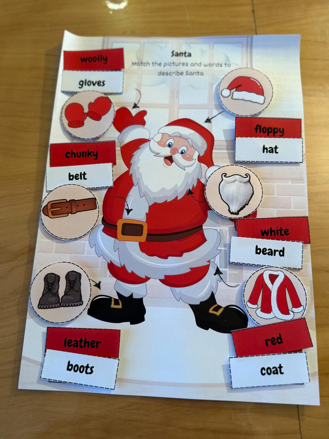 Santa Preschool Character Description Printable for Homeschool Literacy ...