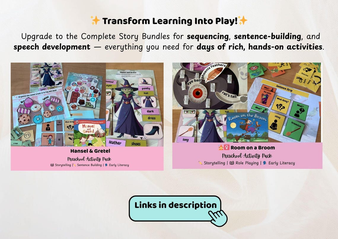 Hansel and Gretel Witch Vocabulary Game: Speech Therapy Printable (PDF ...