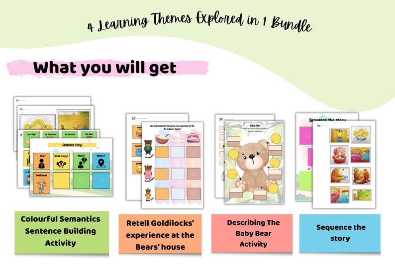 Goldilocks and the Three Bears Activity Bundle: Speech Therapy ...
