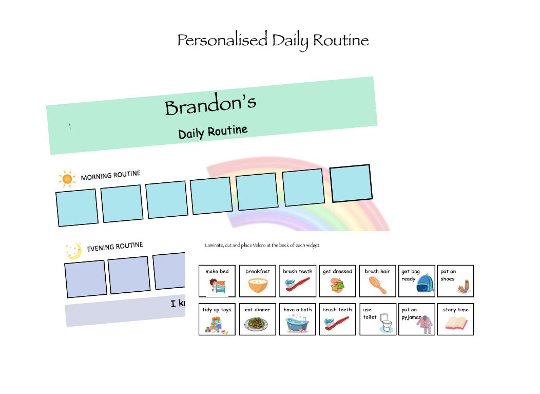 Personalised Morning Routine Chart for Autism for Bedtime Routine for ...