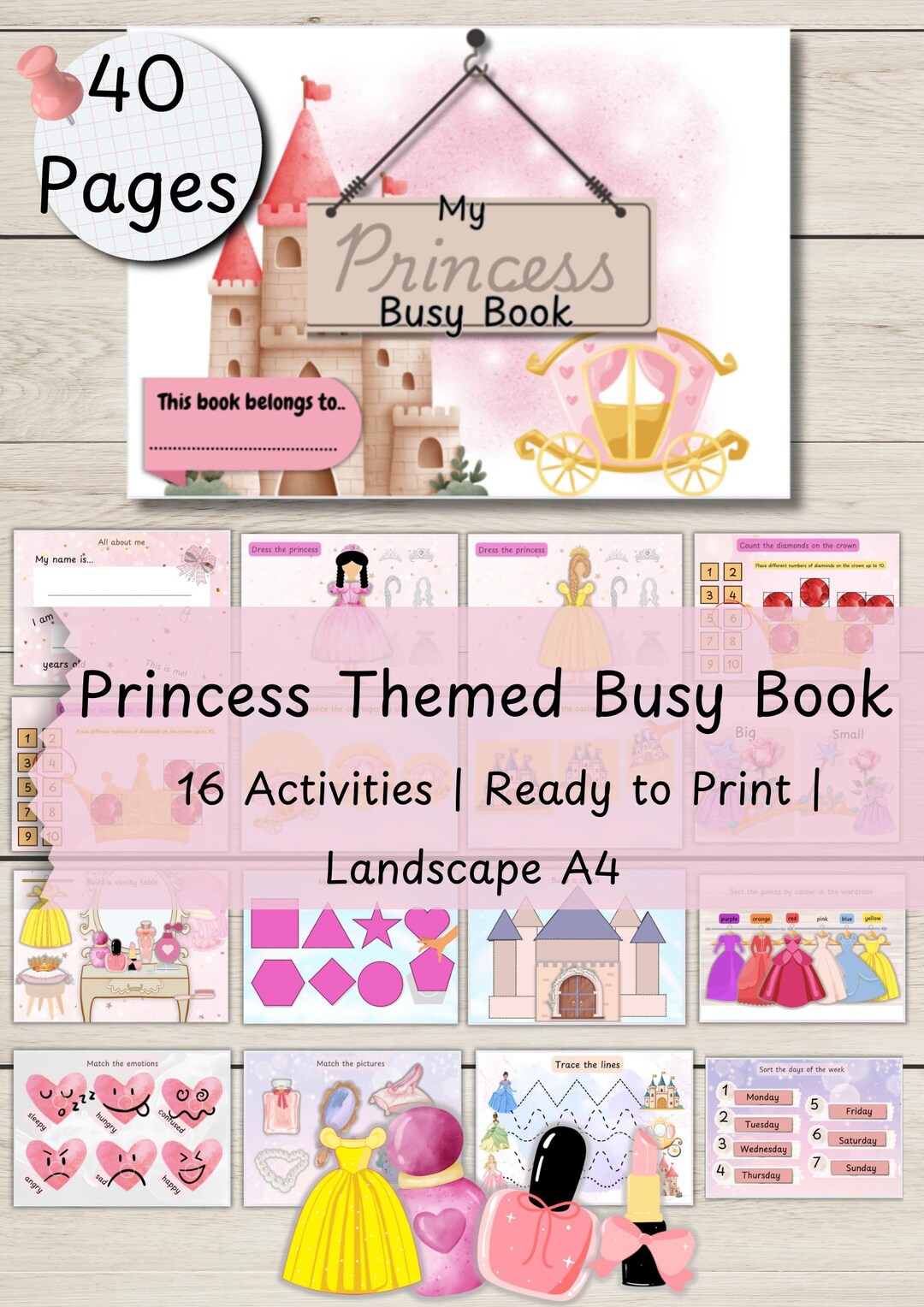 Princess Themed Busy Book for Toddlers, Busy Binder Preschool ...